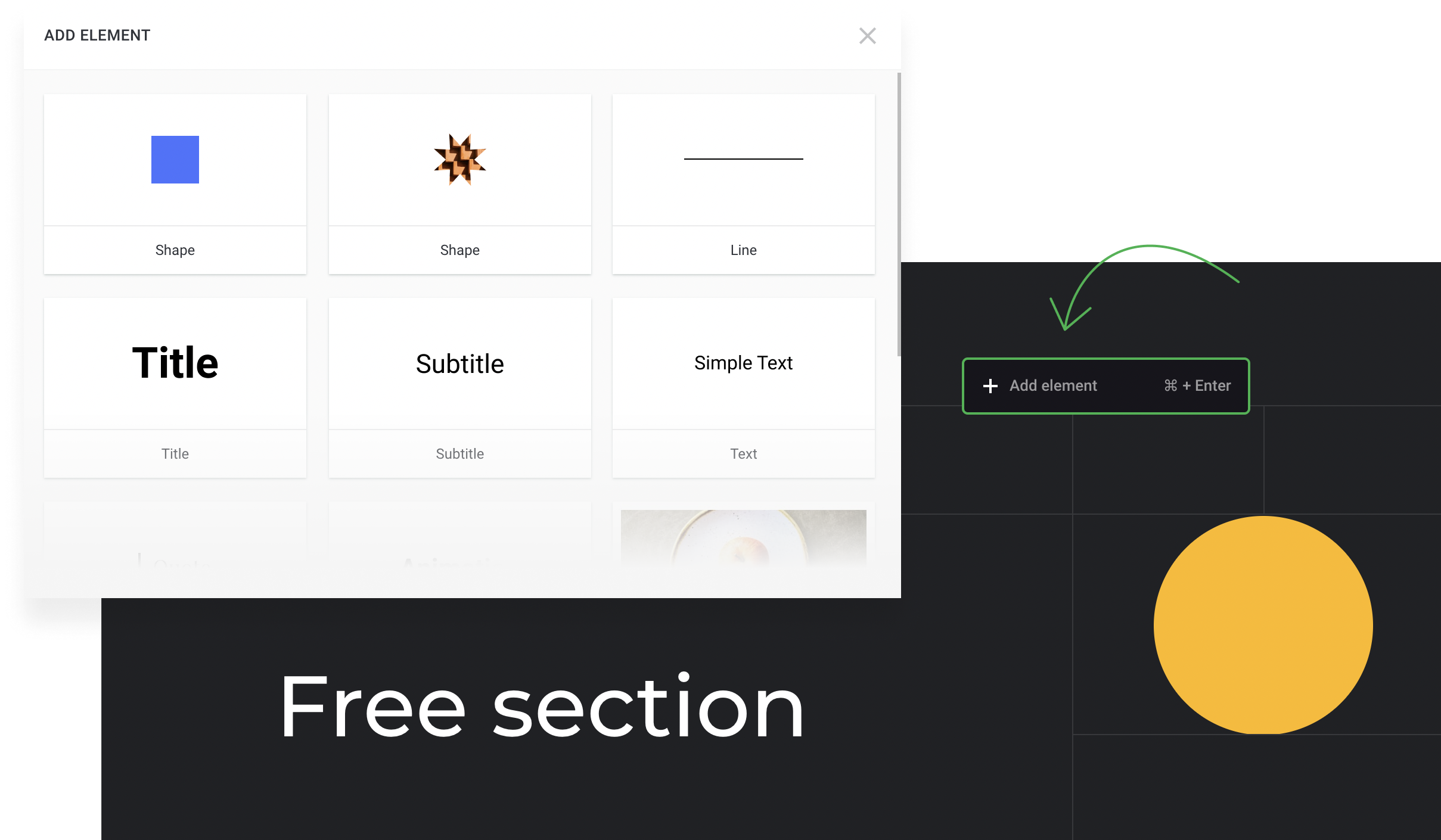 Adding Free Sections And Elements