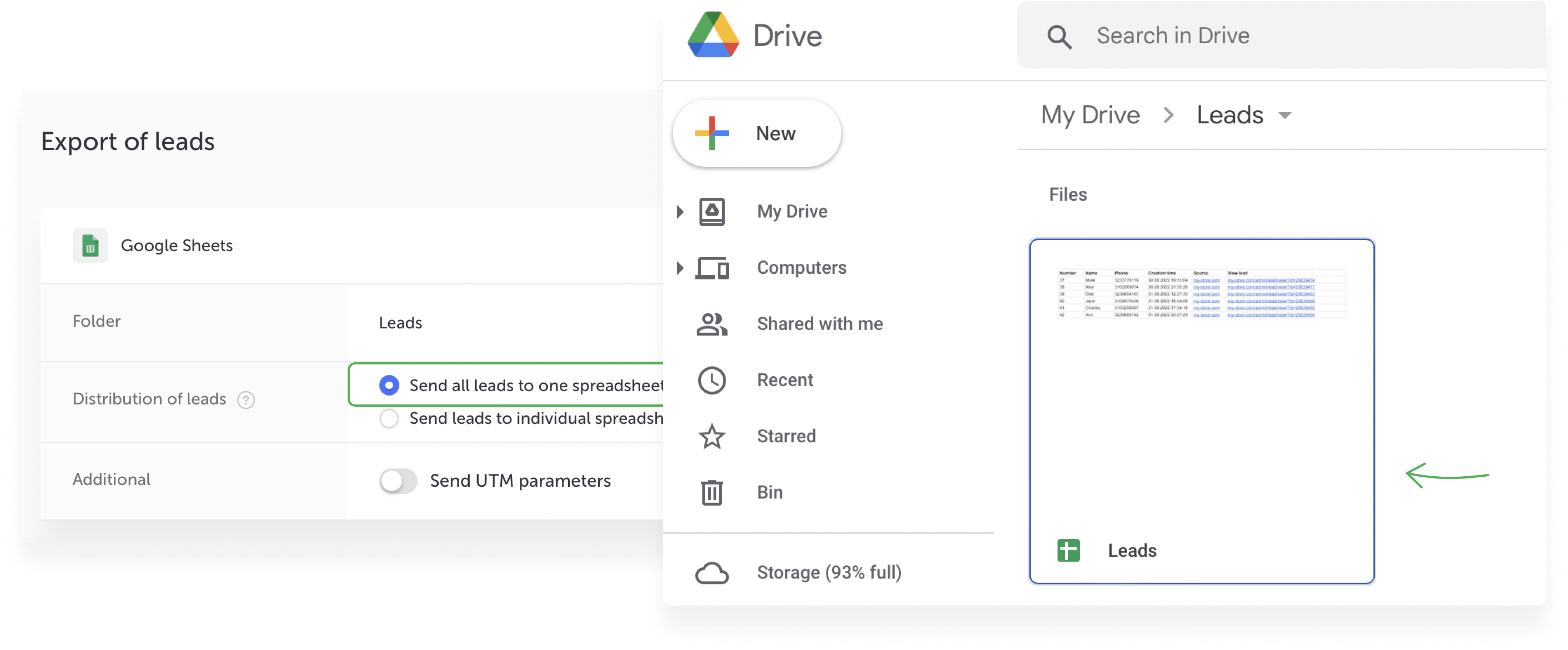 Exporting Leads To Google Sheets