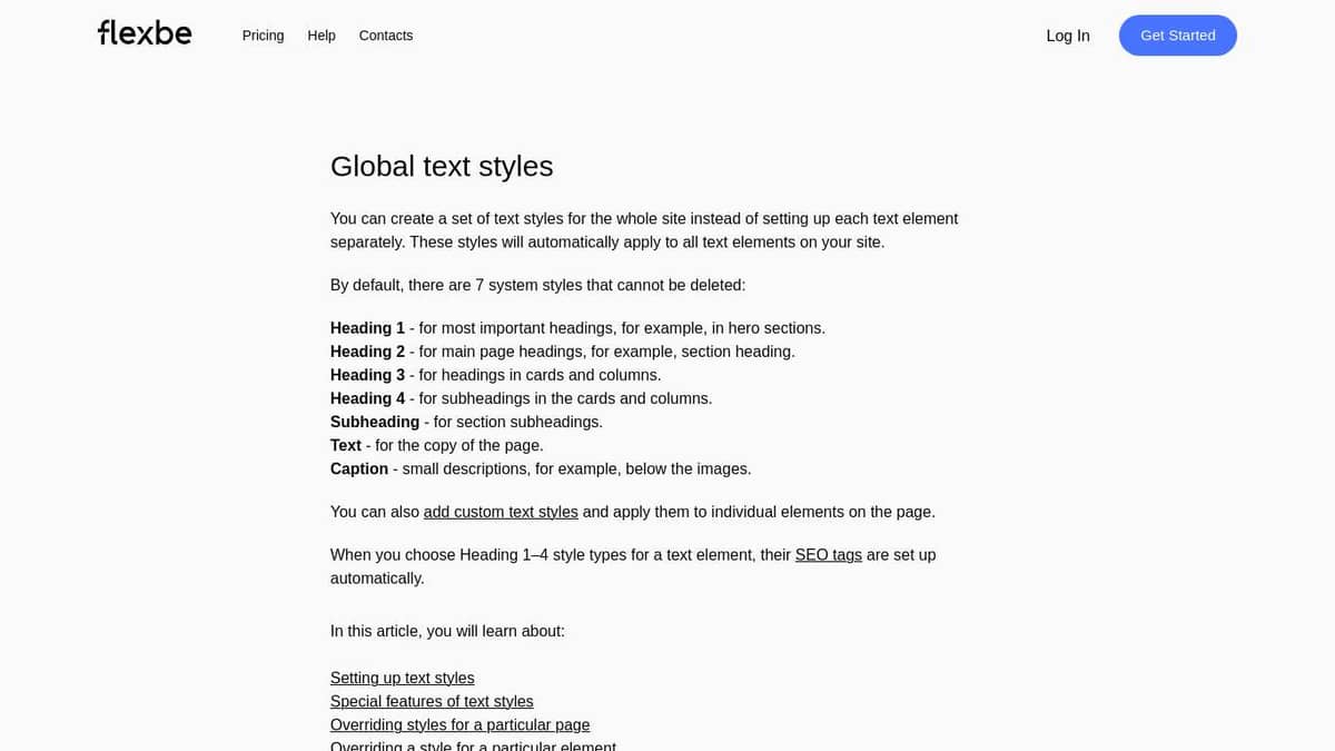 Global text styles