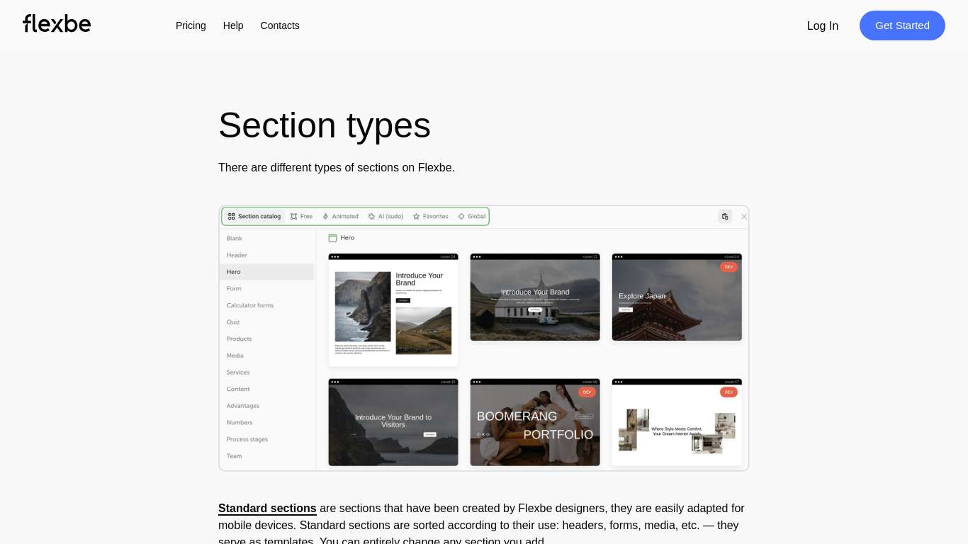 Section types