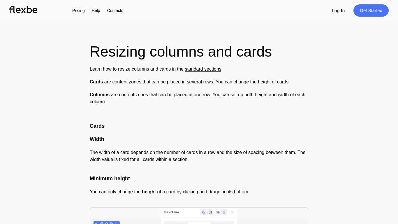 Resizing columns and cards