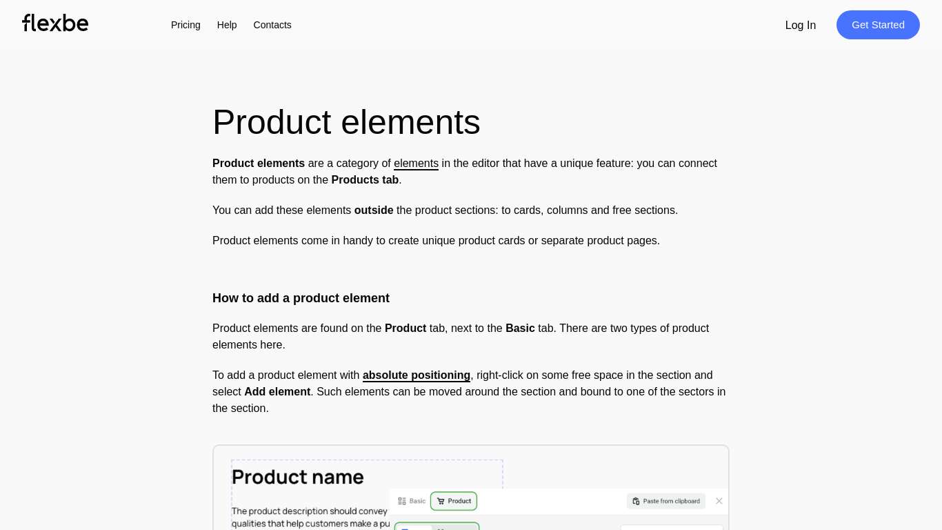 Product elements
